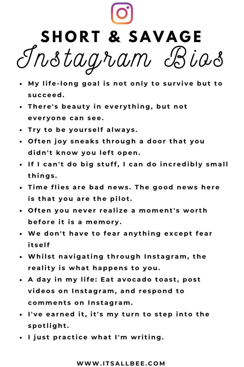 Short Savage Quotes For Instagram Bio Short Quotes Short Quotes